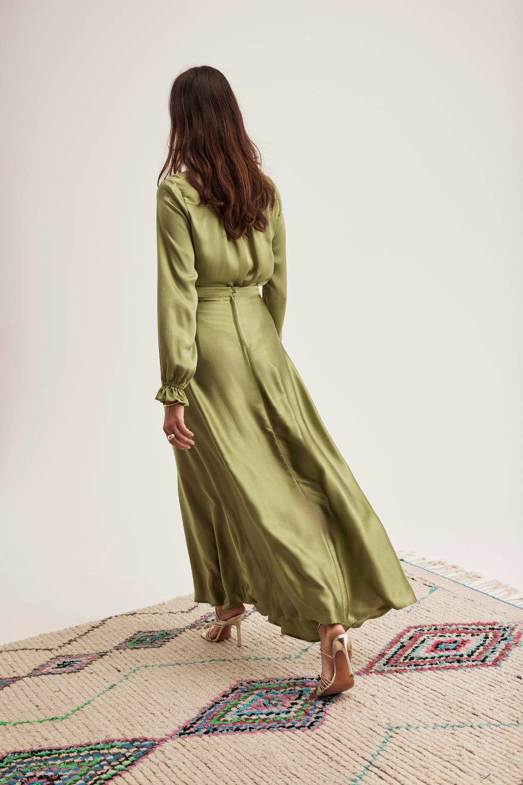 Ivy Silk Skirt, Fern – Line Markvardsen